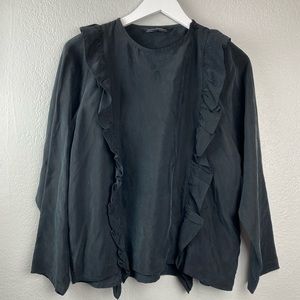 Zara | Tops | Zara Ruffle Top Black | Poshmark